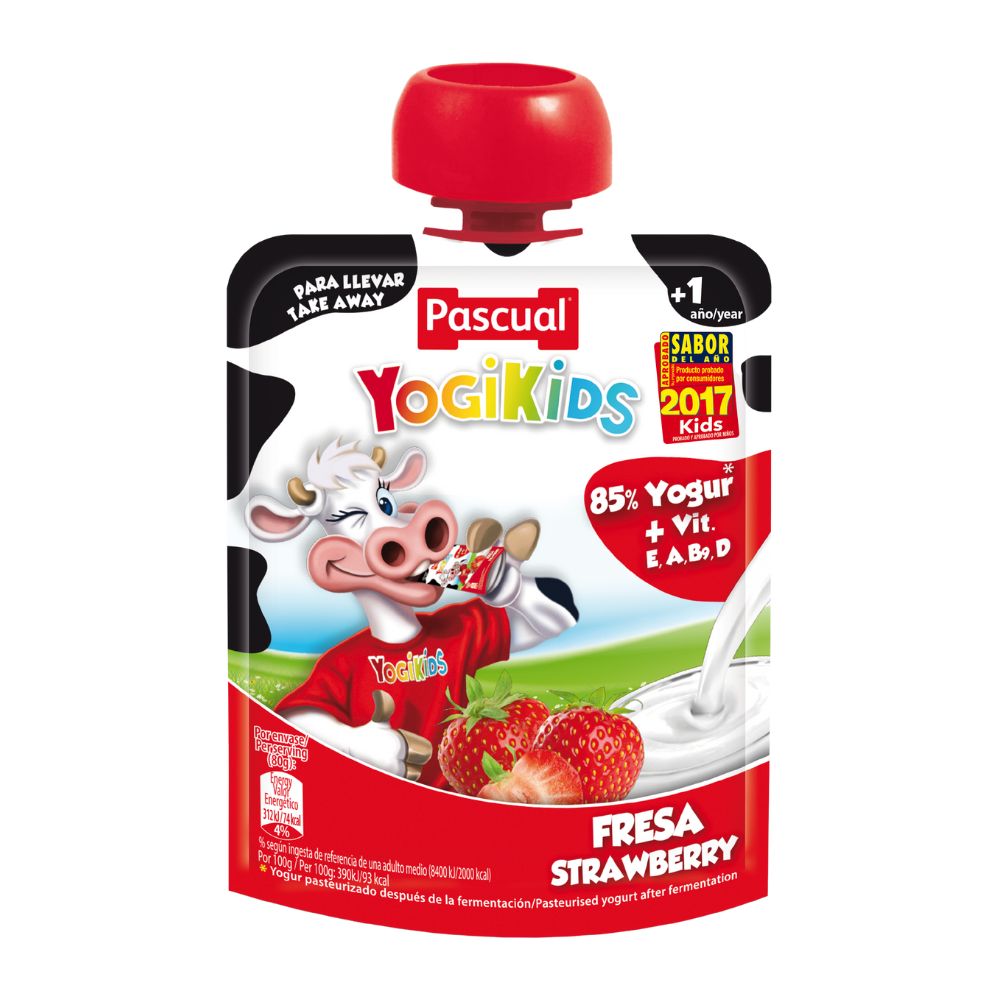 Yogikids Strawberry Yogurt Pouch 80g - Pascual | Euromercato